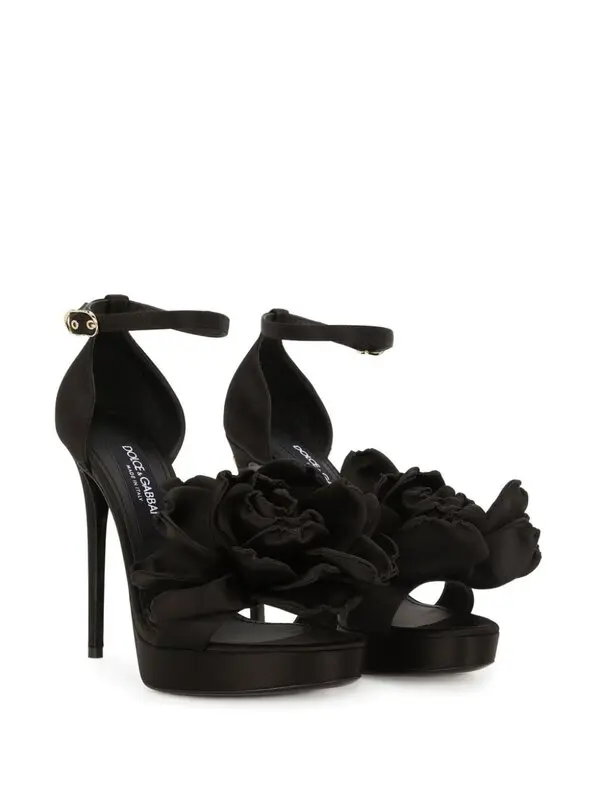 Dolce & Gabbana 105mm Keira Floral-appliqué Sandals - Black
