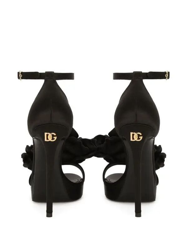 Dolce & Gabbana 105mm Keira Floral-appliqué Sandals - Black