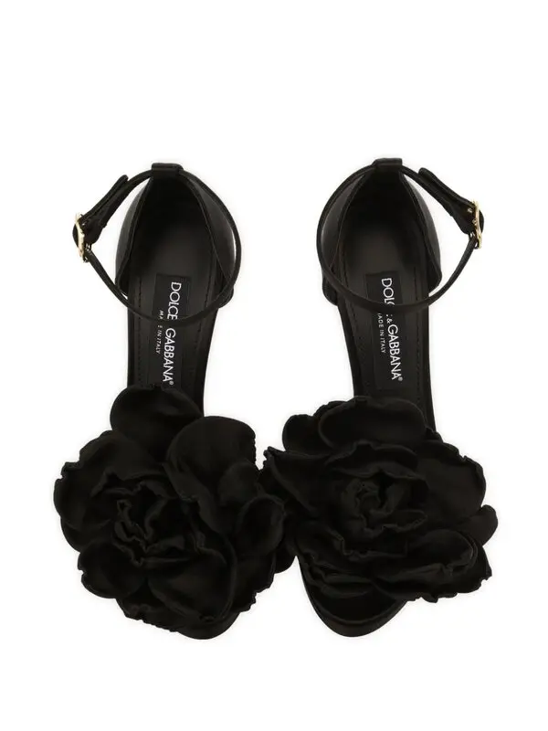 Dolce & Gabbana 105mm Keira Floral-appliqué Sandals - Black