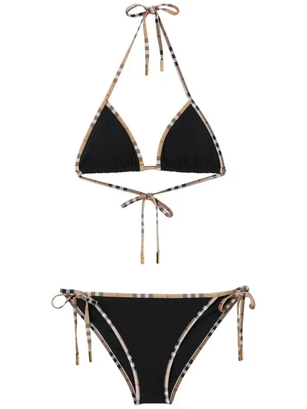Burberry Check-trim Triangle Bikini - Black