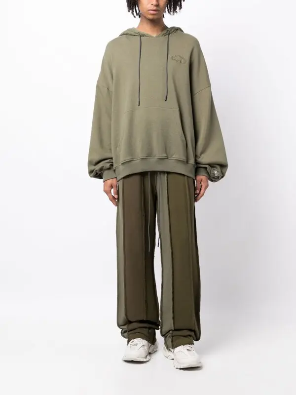 MOSTLY HEARD RARELY SEEN Logo-embroidered Panelled Hoodie - Green