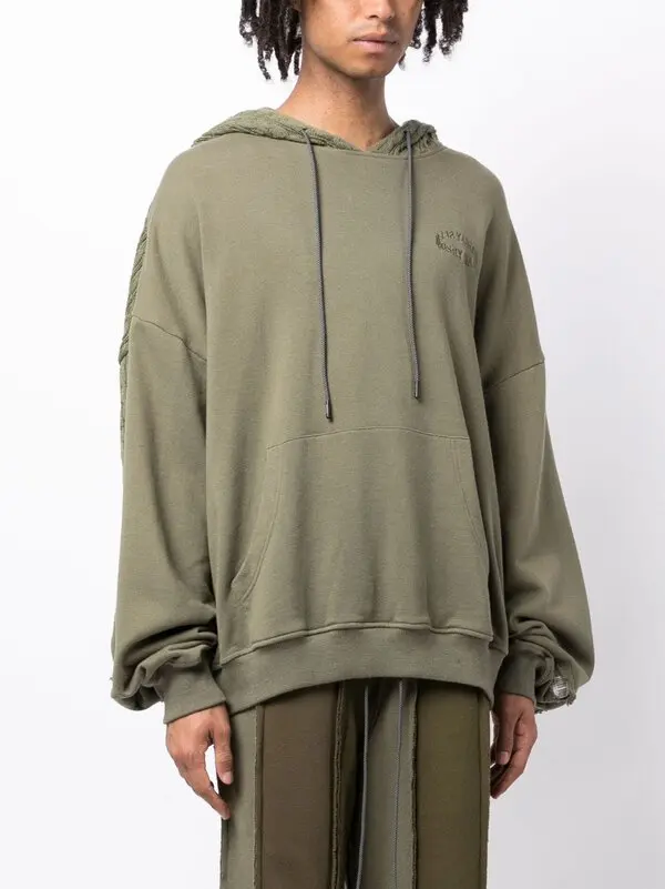 MOSTLY HEARD RARELY SEEN Logo-embroidered Panelled Hoodie - Green