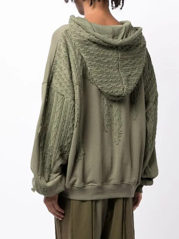 MOSTLY HEARD RARELY SEEN Logo-embroidered Panelled Hoodie - Green
