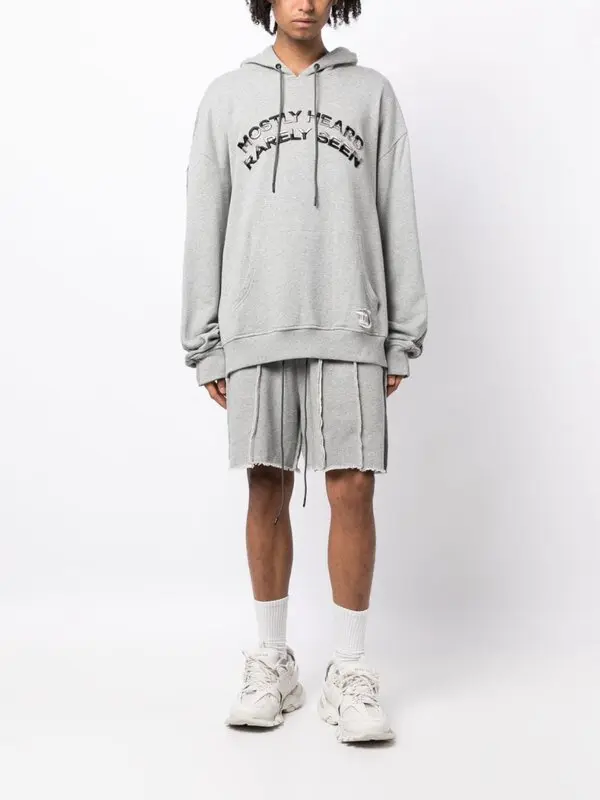 MOSTLY HEARD RARELY SEEN Logo-embroidered Hybrid Hoodie - Grey