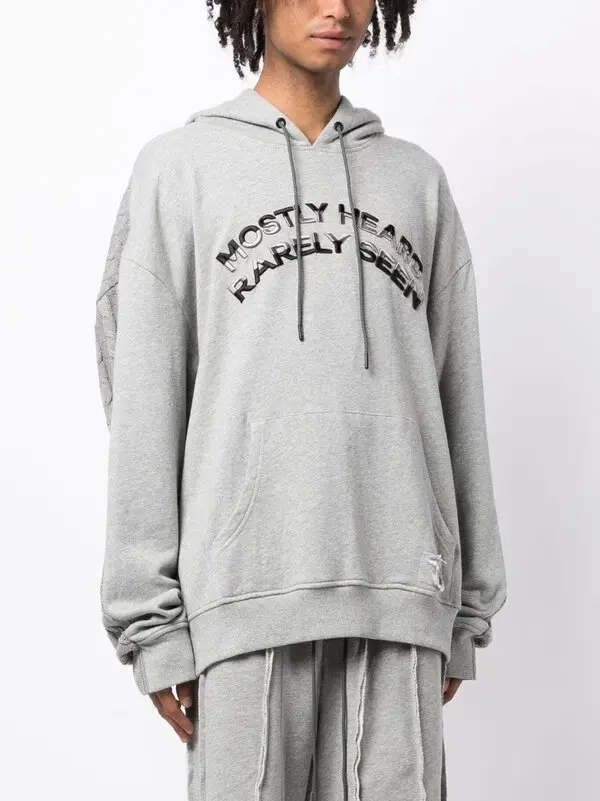 MOSTLY HEARD RARELY SEEN Logo-embroidered Hybrid Hoodie - Grey