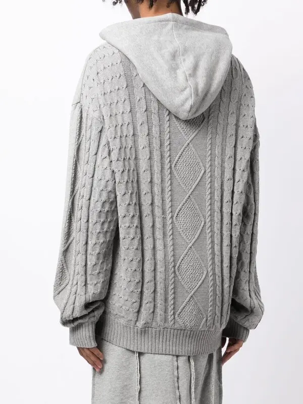 MOSTLY HEARD RARELY SEEN Logo-embroidered Hybrid Hoodie - Grey