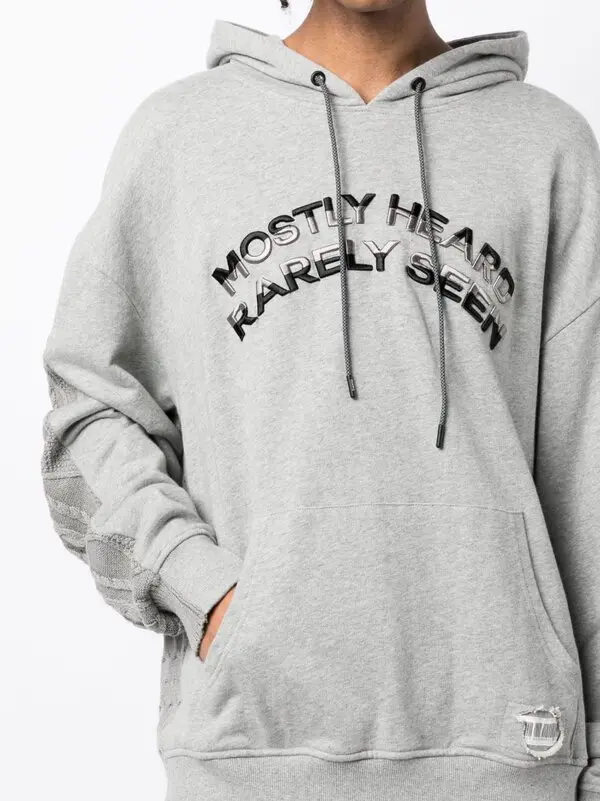 MOSTLY HEARD RARELY SEEN Logo-embroidered Hybrid Hoodie - Grey