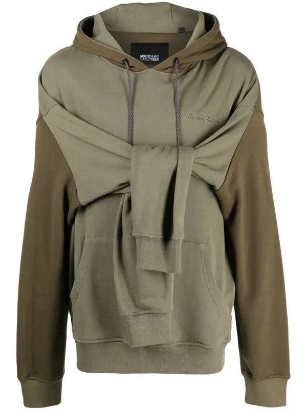 MOSTLY HEARD RARELY SEEN Double-sleeve Cotton Hoodie - Green