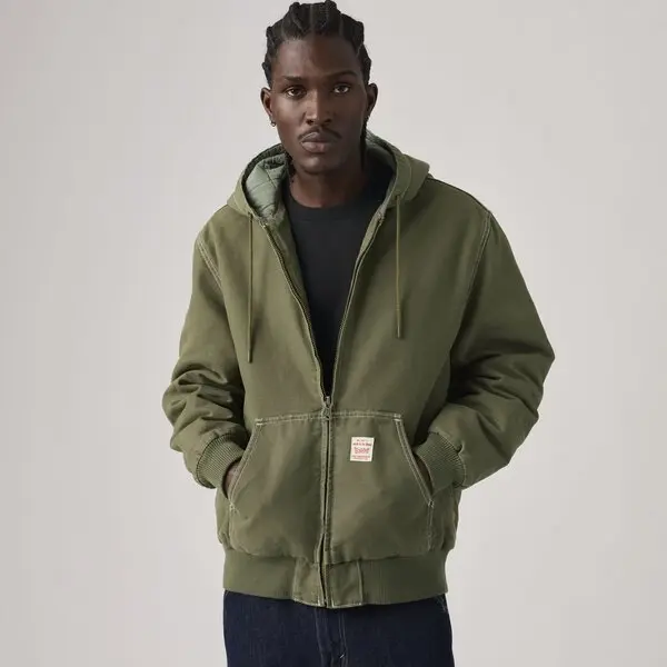 LEVI'S Potrero Hooded Jacket - Washed Green Stonewash