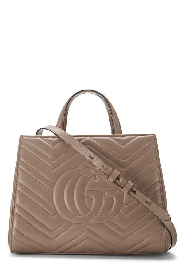 Gucci Leather Gg Marmont Top Handle Bag