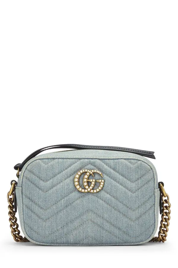 Gucci Denim Gg Marmont Crossbody Mini