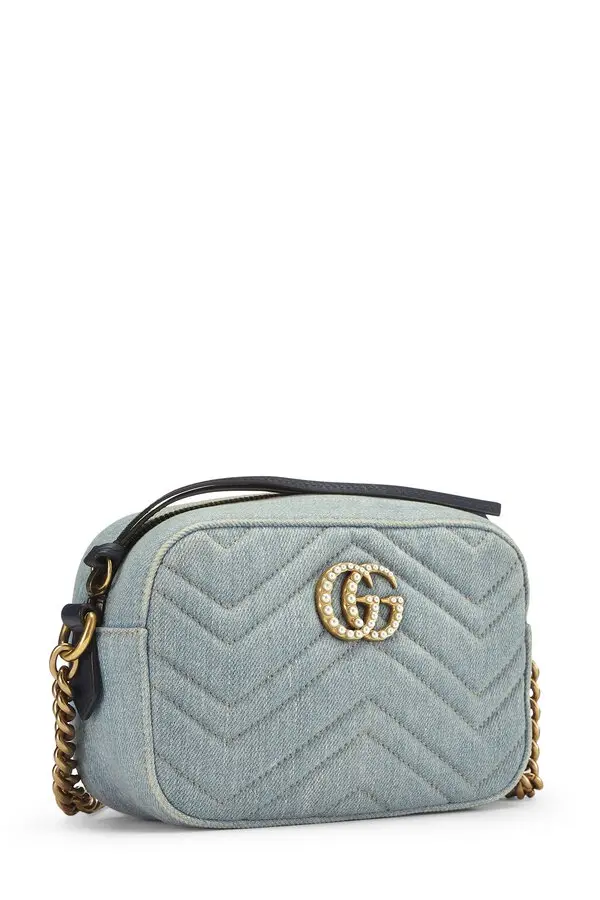 Gucci Denim Gg Marmont Crossbody Mini