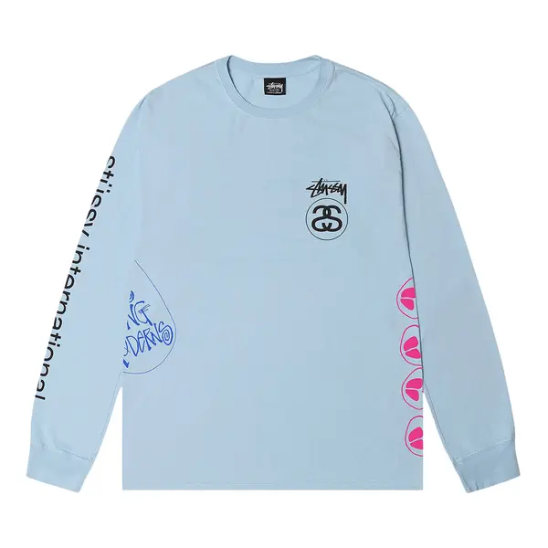 StÜssy Test Strike Pigment Dyed Long-sleeve Tee 'sky - Blue