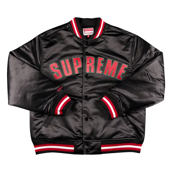 Supreme X Mitchell And Ness Satin Varsity Jacket - Black