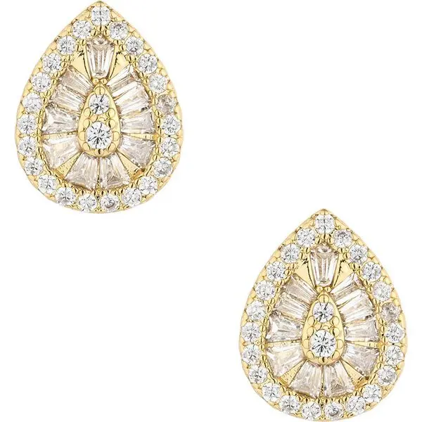 Ettika Cubic Zirconia Teardrop Stud Earrings - Gold