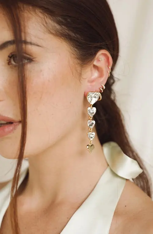 Ettika Crystal Heart Drop Earrings