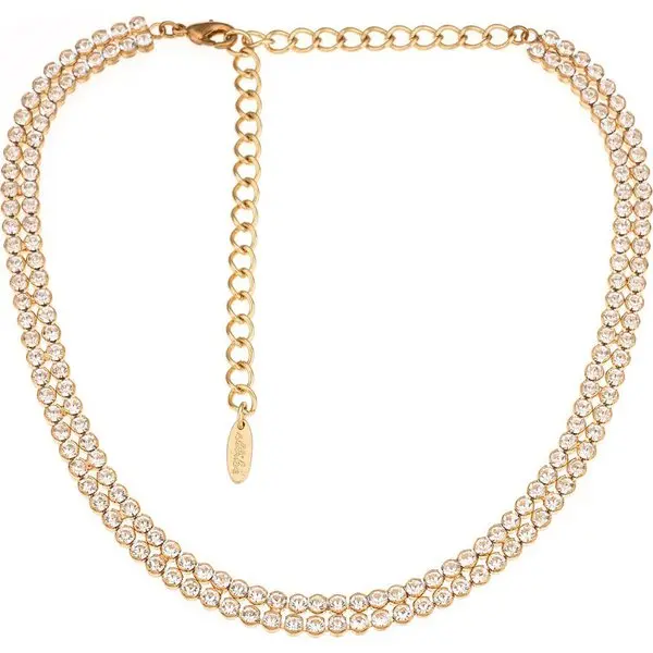 Ettika Dual Row Crystal Chain Choker - Gold