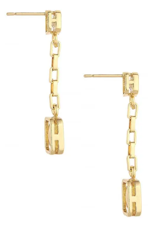Ettika Rectangular Cubic Zirconia Chain Drop Earrings