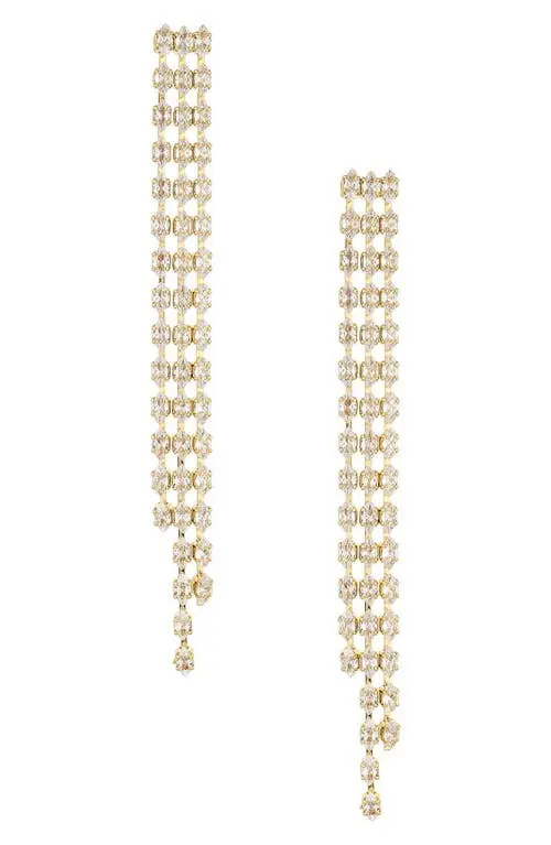 Ettika Crystal Fringe Linear Drop Earrings - Gold