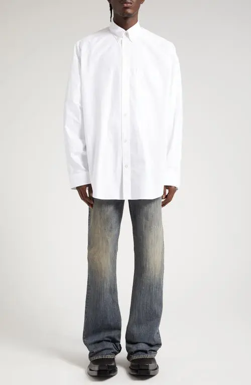 Balenciaga Oversize Logo Back Cotton Poplin Button-down Shirt