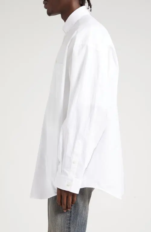 Balenciaga Oversize Logo Back Cotton Poplin Button-down Shirt