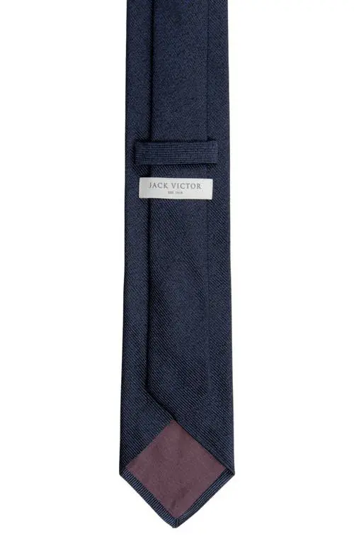 JACK VICTOR Bowman Solid Silk Blend Tie - Navy