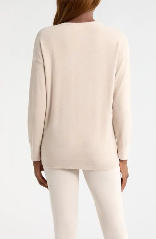 Barefoot Dreams High-low Hem V-neck Pullover Sweater - Stone