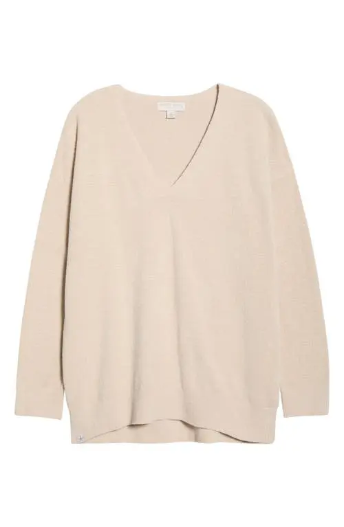 Barefoot Dreams High-low Hem V-neck Pullover Sweater - Stone
