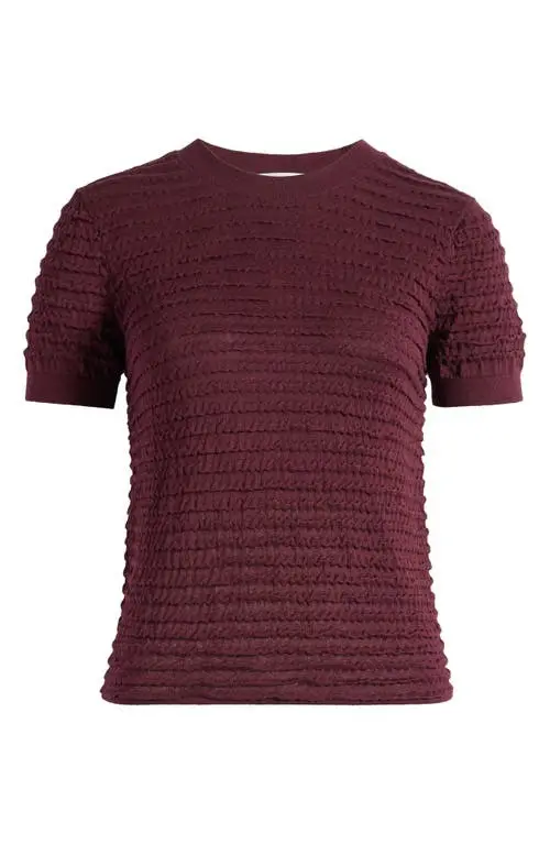 FRAME Smocked Silk Blend Crewneck Sweater - Wine