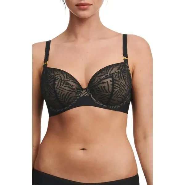 Chantelle Graphic Allure Underwire Plunge Bra - Black