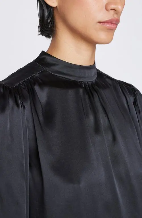 FRAME Mock Neck Silk Blouse