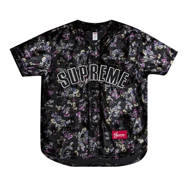 Supreme Floral Velour Baseball Jersey - Black