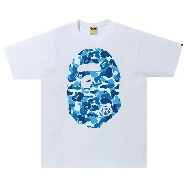 A BATHING APE Abc Camo Big Ape Head Tee /blue