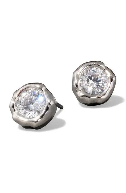 Alexis Bittar Asterales Molten Bezel Stud Earrings - Silver