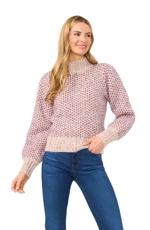CECE DUPRAZ Jacquard Blouson Sleeve Sweater - Cereal