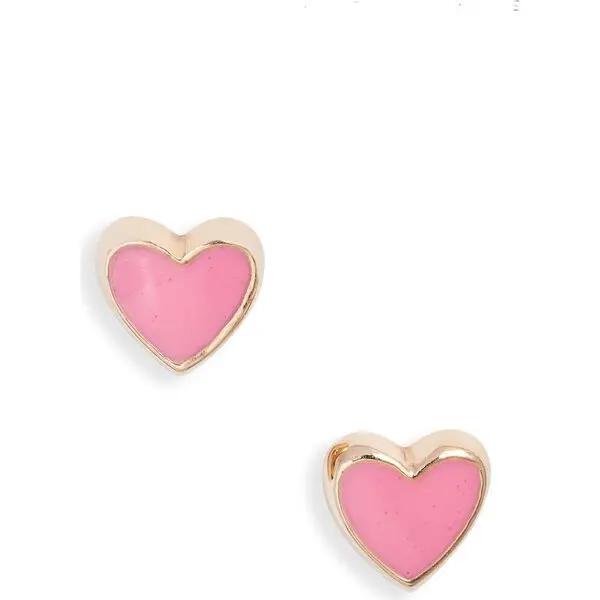 Anzie Enamel Heart Stud Earrings - Pink