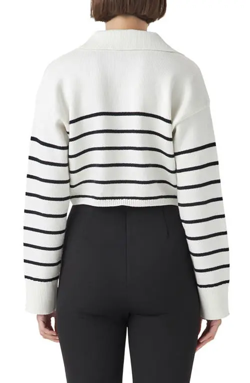 GREY LAB Stripe Cotton Blend Crop Sweater