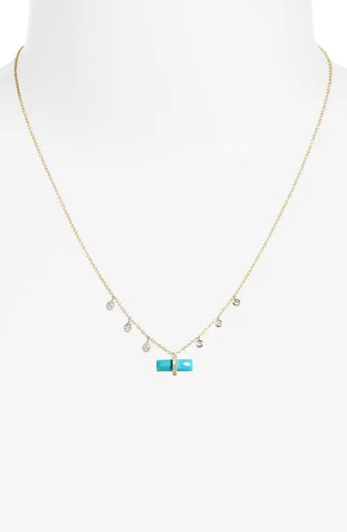Meira T Turquoise And Diamond Bar Pendant Necklace