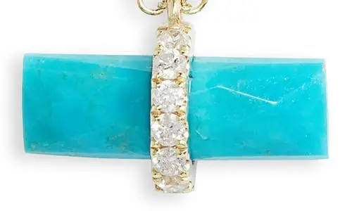 Meira T Turquoise And Diamond Bar Pendant Necklace