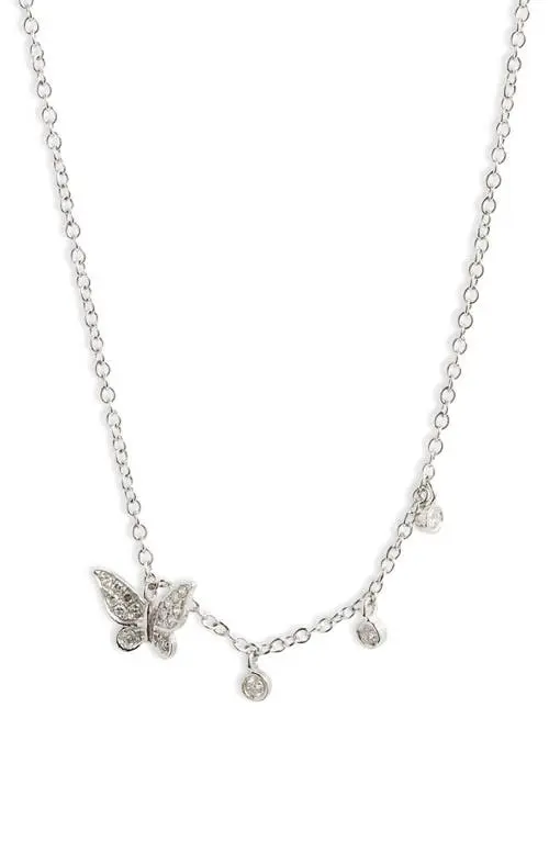 Meira T Diamond Butterfly Pendant Necklace - White
