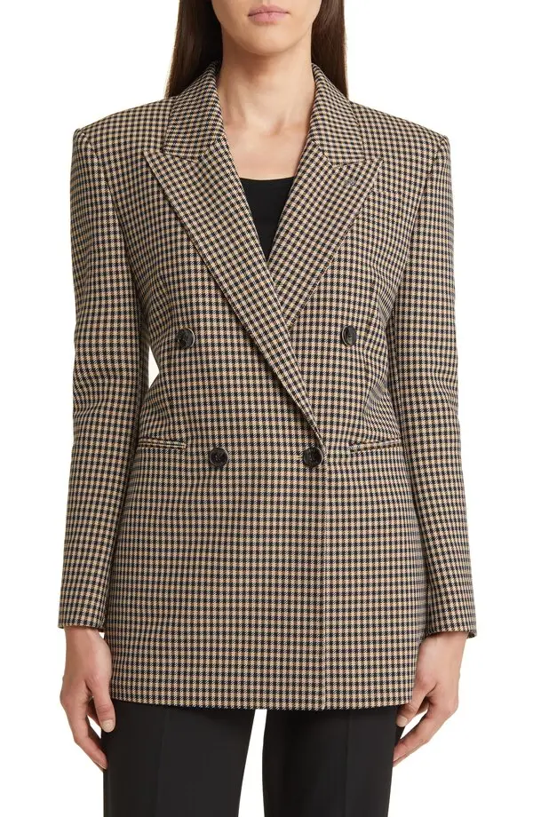 BOSS Jekira Houndstooth Double Breasted Blazer