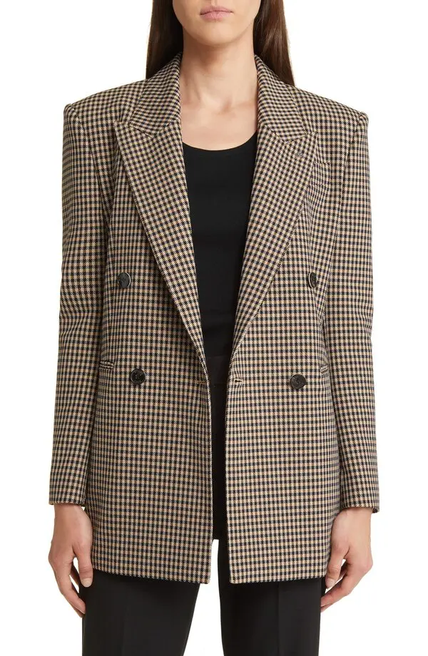 BOSS Jekira Houndstooth Double Breasted Blazer
