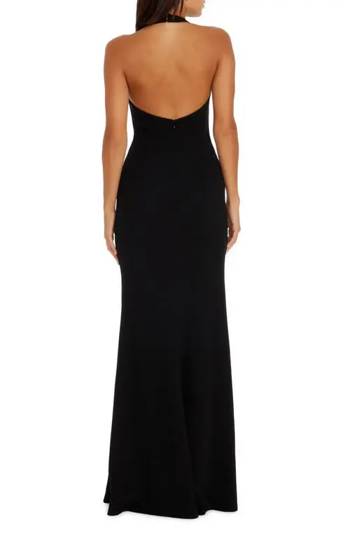 Dress The Population Paige Halter Neck Mermaid Gown - Black