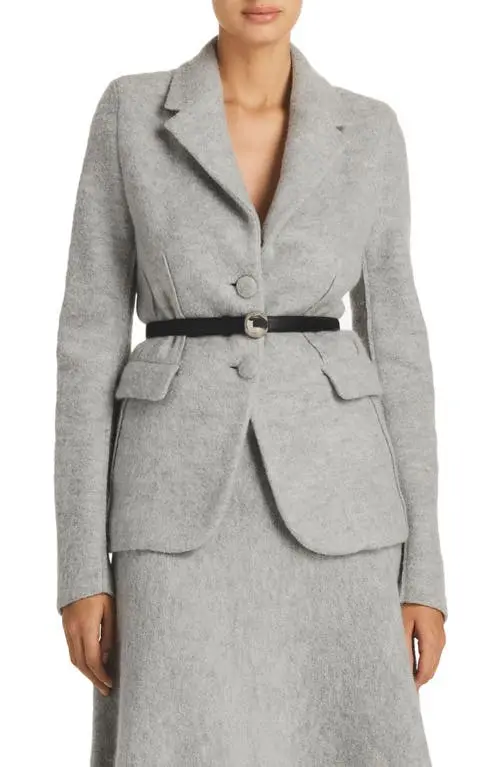 St. John Brushed Wool-blend Belted Jacket