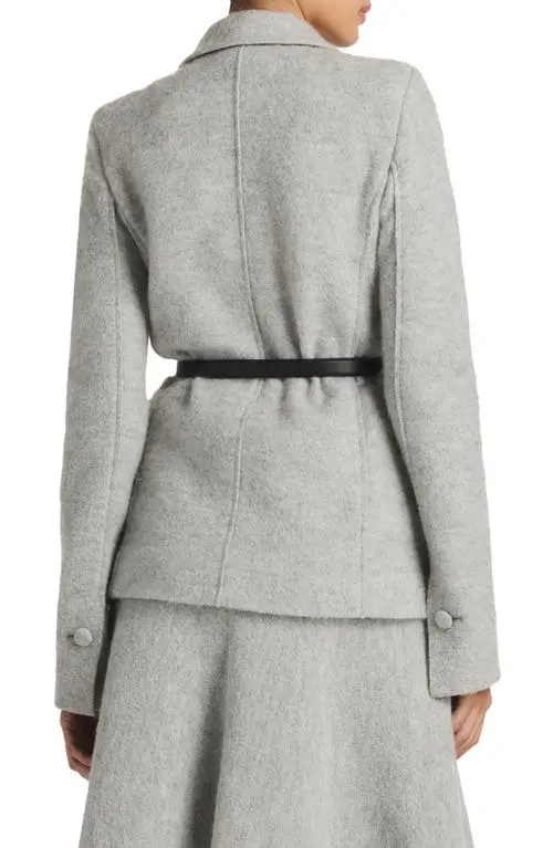 St. John Brushed Wool-blend Belted Jacket