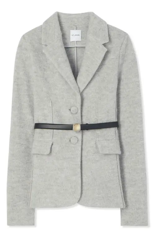 St. John Brushed Wool-blend Belted Jacket