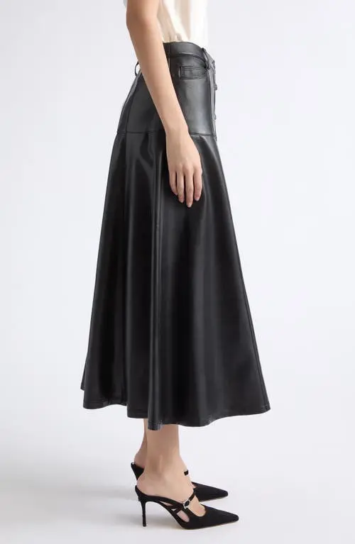 Cinq À Sept Veena Faux Leather A-line Skirt - Black