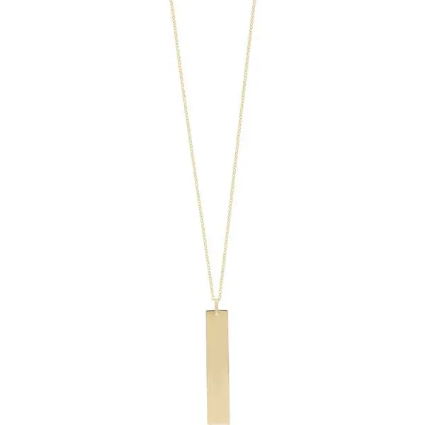 Bony Levy 14k Gold Engravable Bar Pendant Necklace - 14k Yellow Gold - Font 1