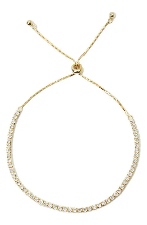 Argento Vivo Cubic Zirconia Tennis Bolo Bracelet - Gold
