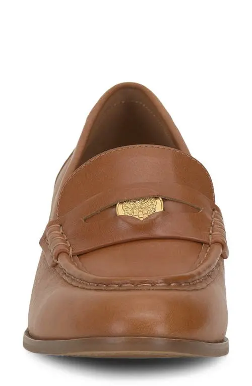 Vince Camuto Carissla Leather Block Heel Penny Loafers - Golden Walnut Sz 8.5‎ Vince Camuto Women main image 4